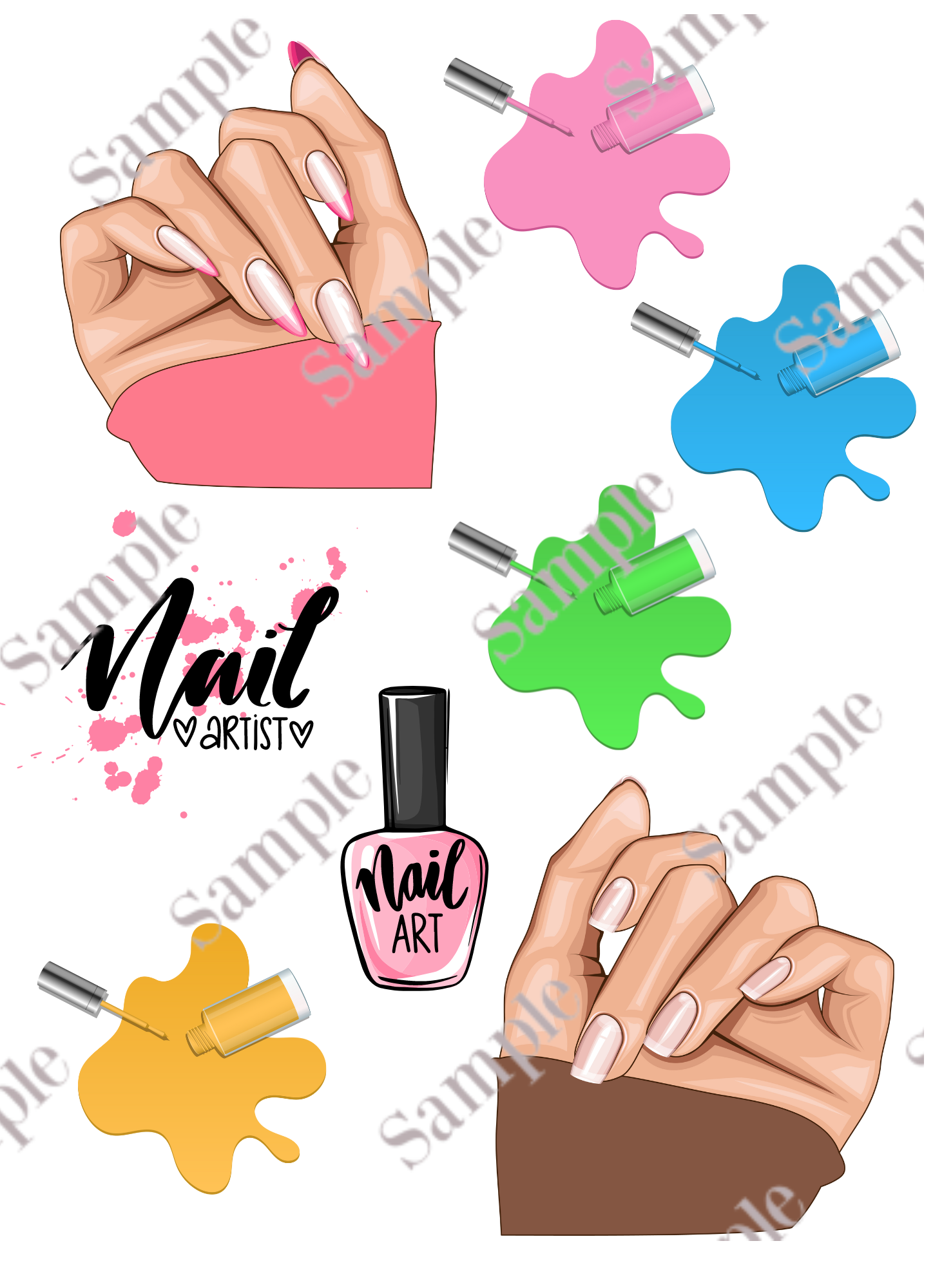 Nail Art themed print edible cake topper BIRTHDAY CAKE TOPPER