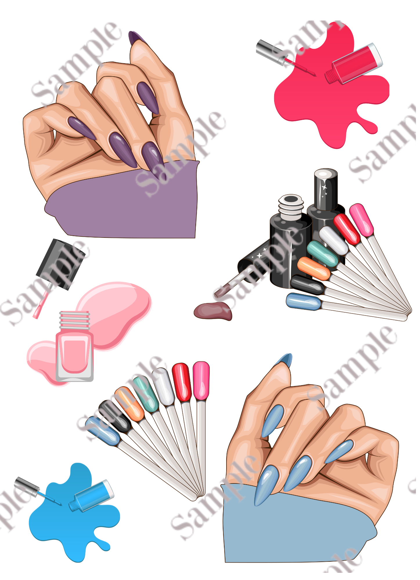 Nail Art themed print edible cake topper BIRTHDAY CAKE TOPPER