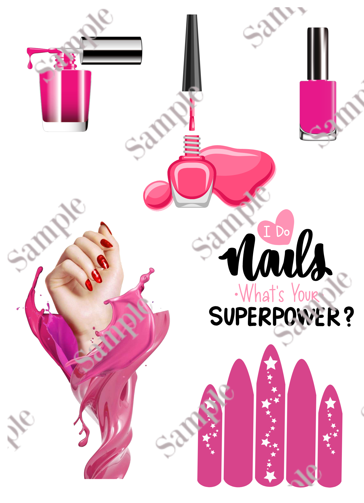Nail Art themed print edible cake topper BIRTHDAY CAKE TOPPER