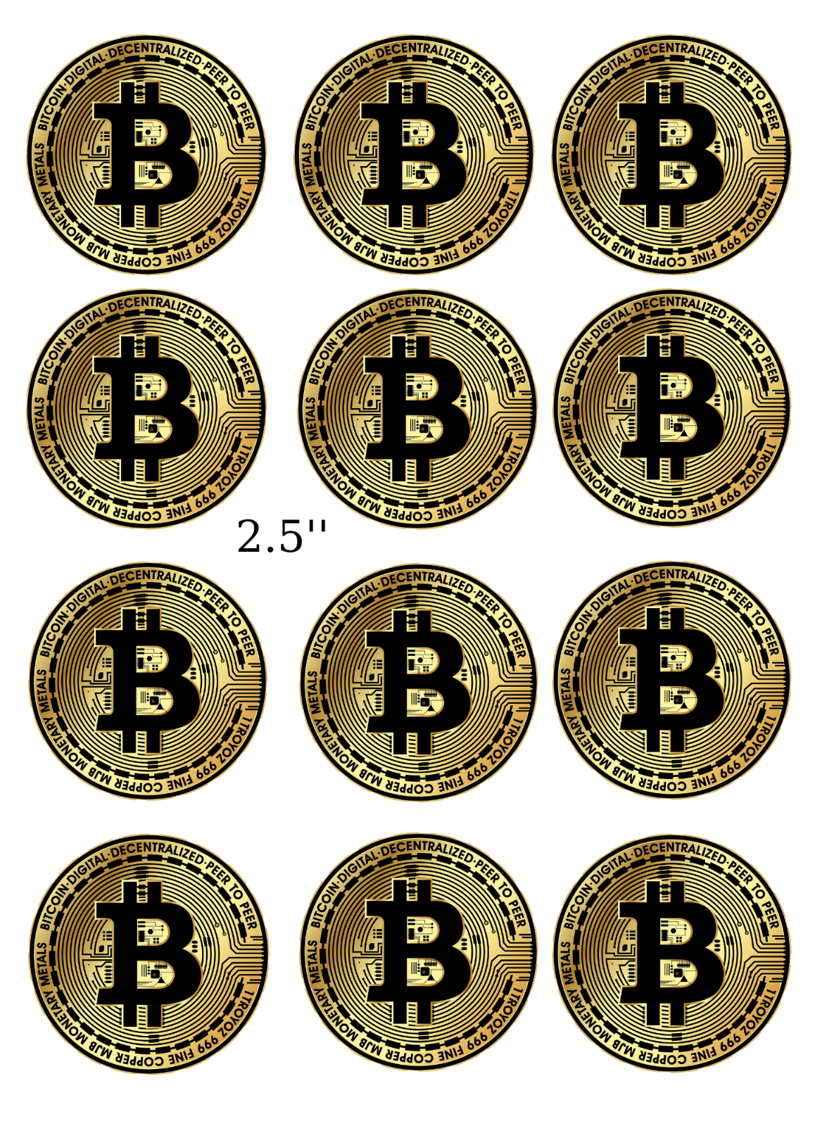 Bitcoin BTC / Cryptocurrency inspired edible Cake Topper and stripes ...
