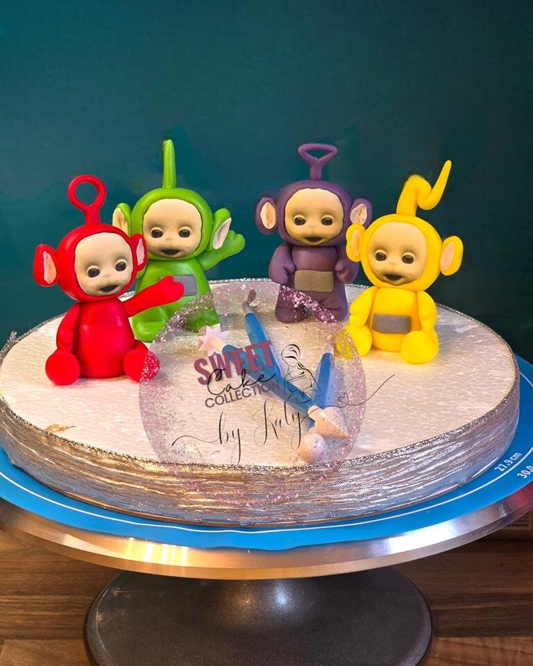 Handmade sugar paste Edible Figures for a Teletubbies themed cake