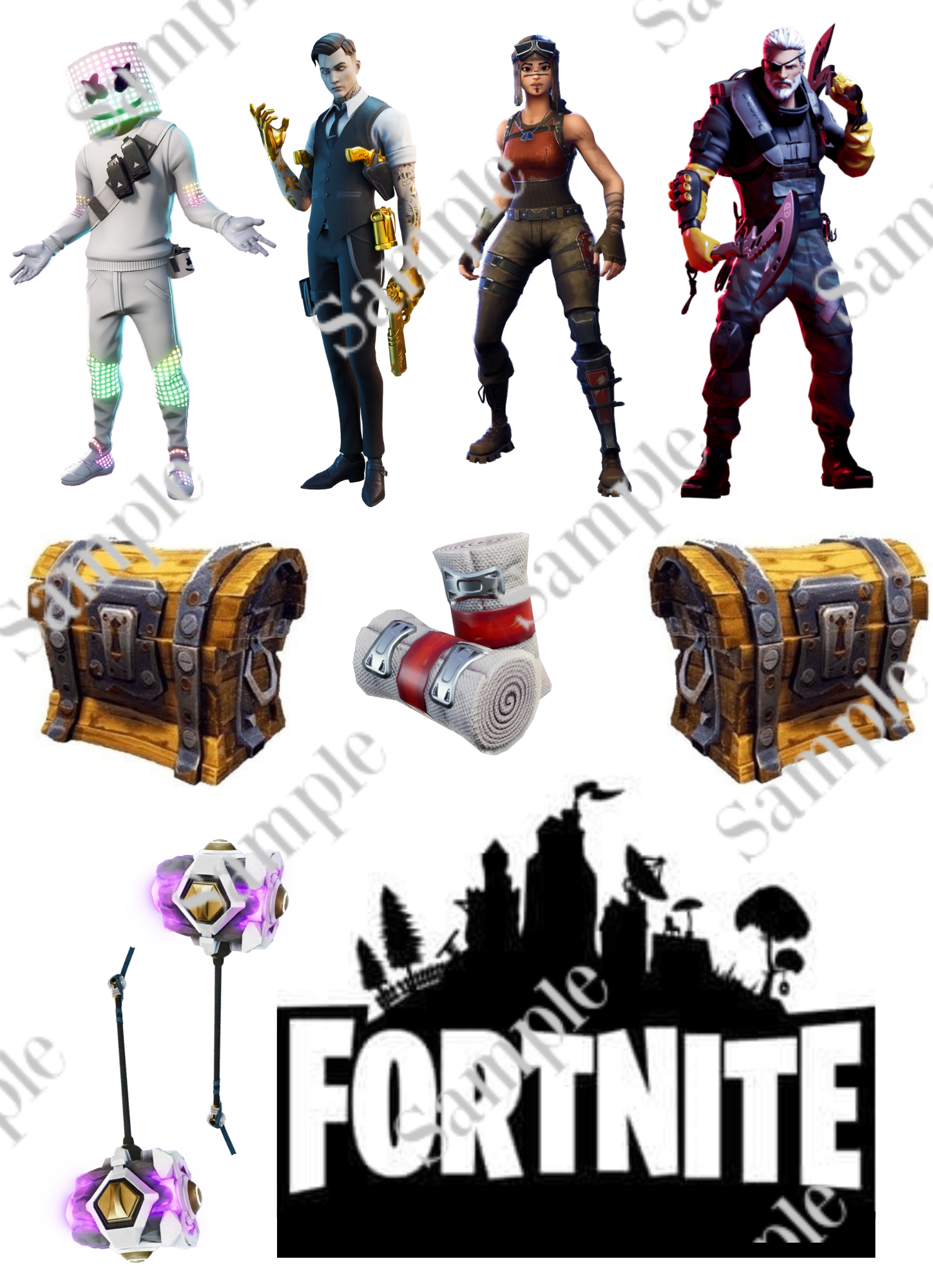,,Fortnite'' themed/ inspired edible printed sheets, edible cake topper