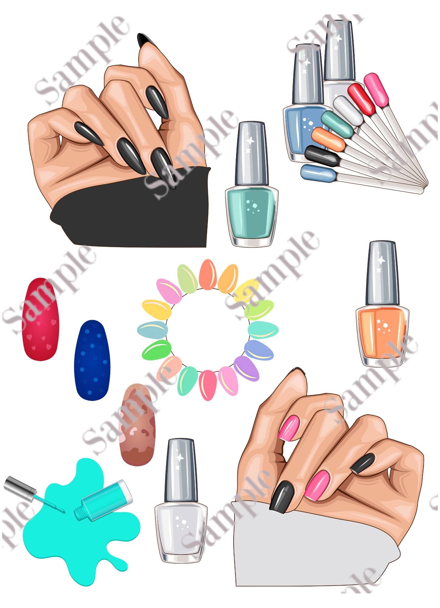 Nail Art themed print edible cake topper BIRTHDAY CAKE TOPPER