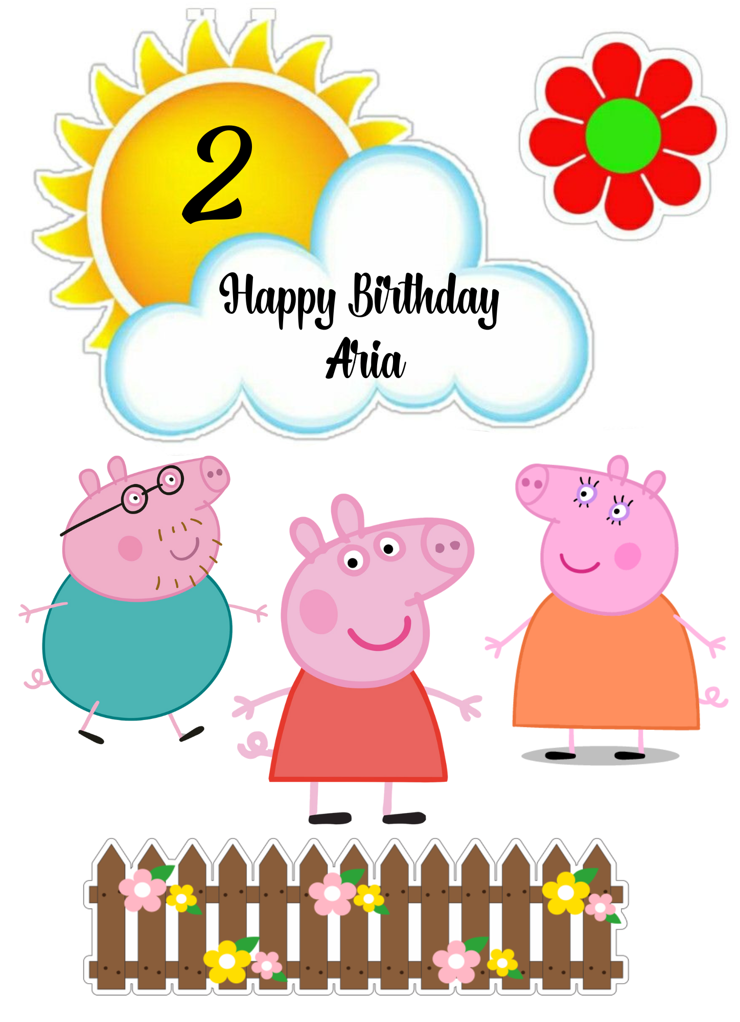 Pepa pig themed unbranded Edible print Cake Topper/ Decorations