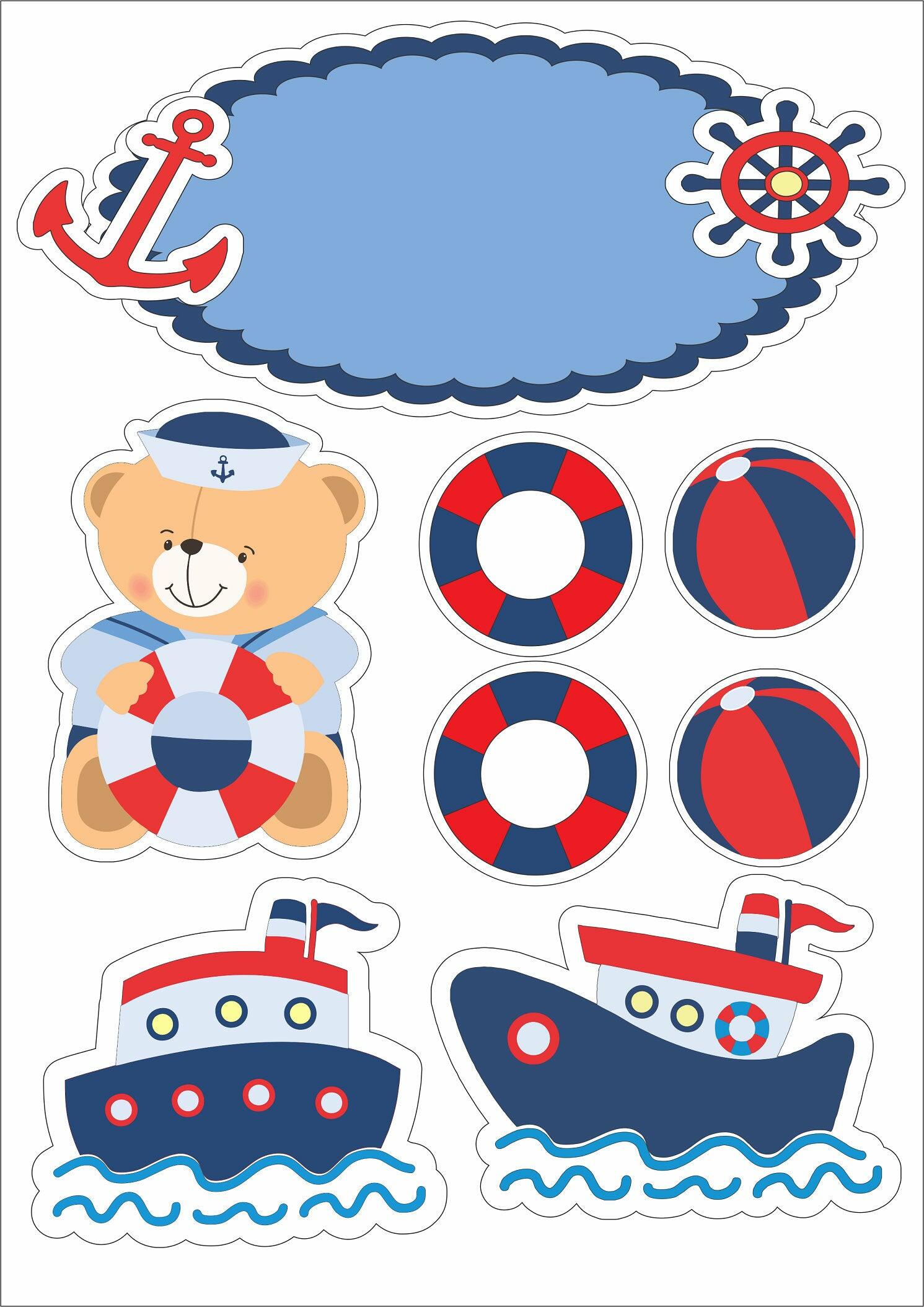 Cake tooper Boy/ baby bear/ Explorator navigator Bear edible icing topper
