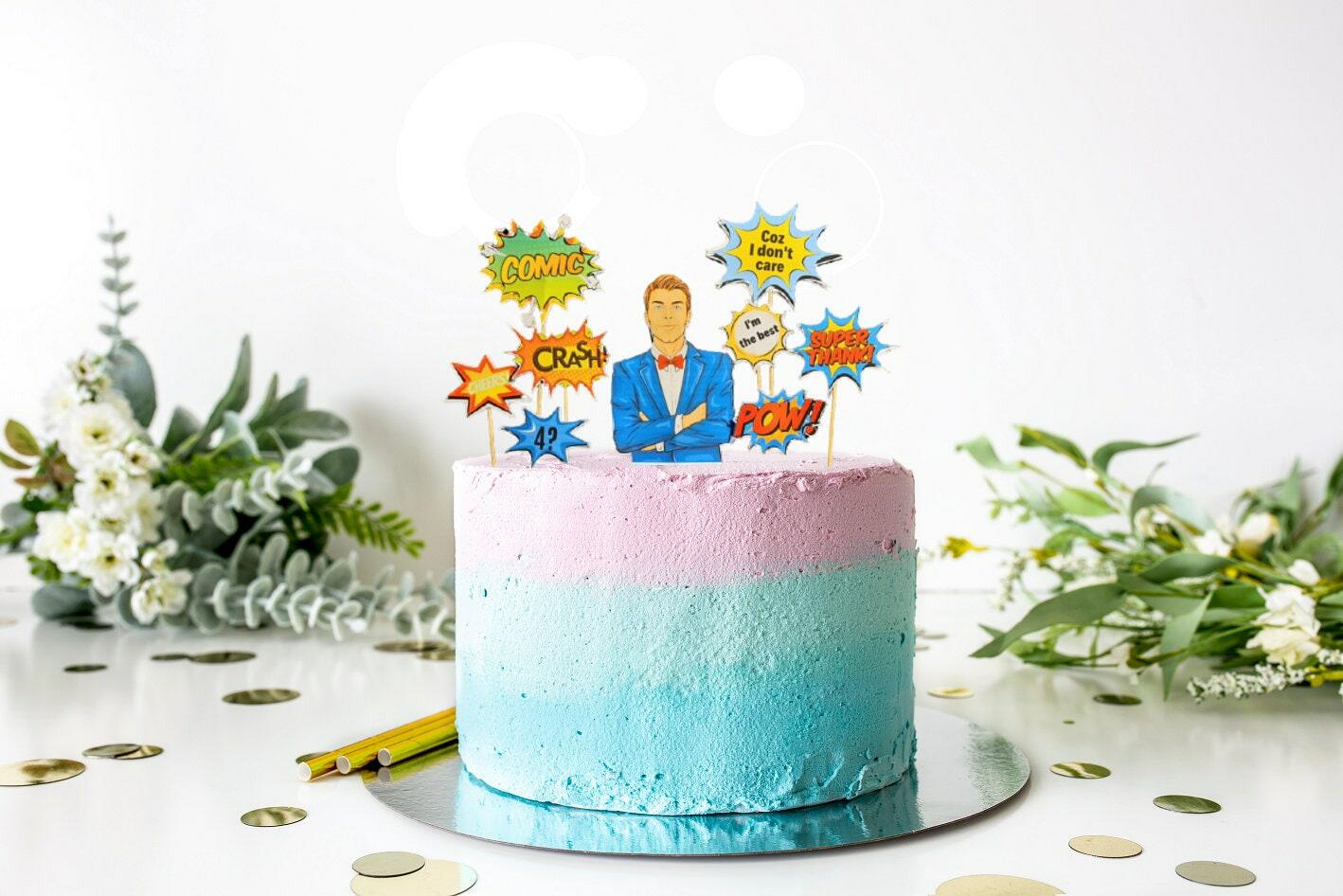 Comic Girl / Man / Women drawing birthday cake topper Handmade