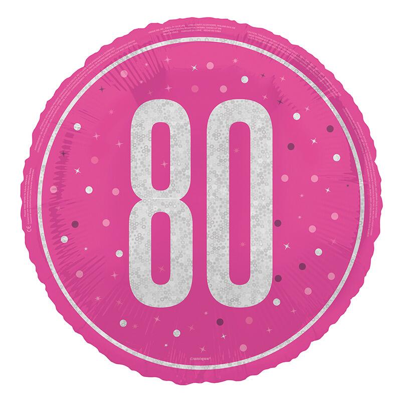 Pink Age 80 18" Foil Balloon