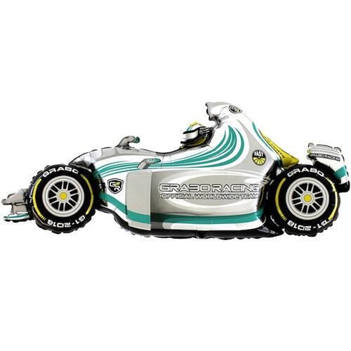 42" Silver Formula 1 Racing Car Helium Foil Balloon