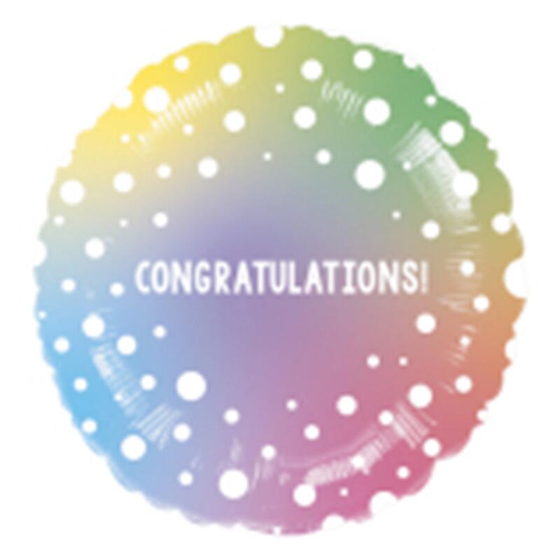 Rainbow White dotted congratulations Balloon