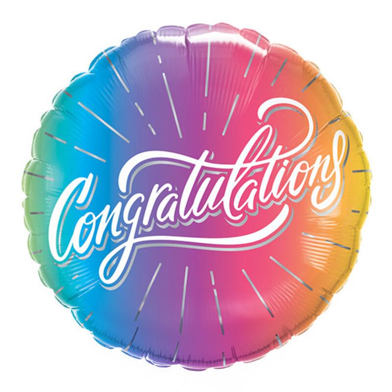 Ombre Rainbow Congratulations Balloon