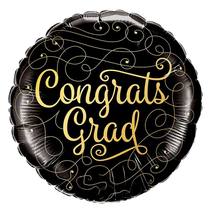 18" Elegant Gold and Black Congrats Grad