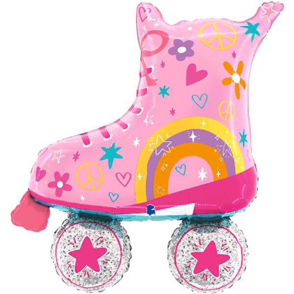 39" Pink Roller Skates Supershape Foil Balloon