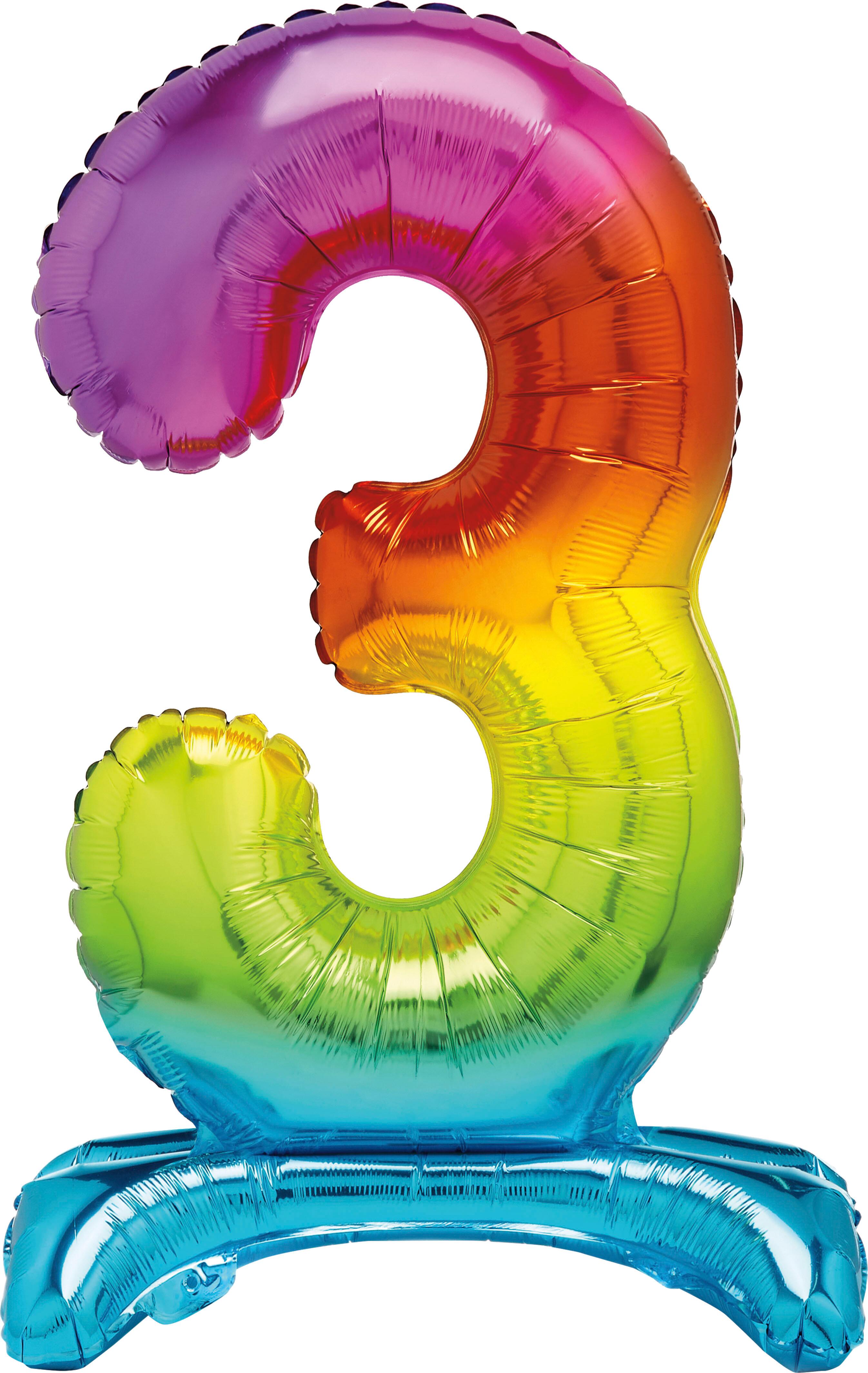 30" Multicoloured Air-Fill Standing Number 3