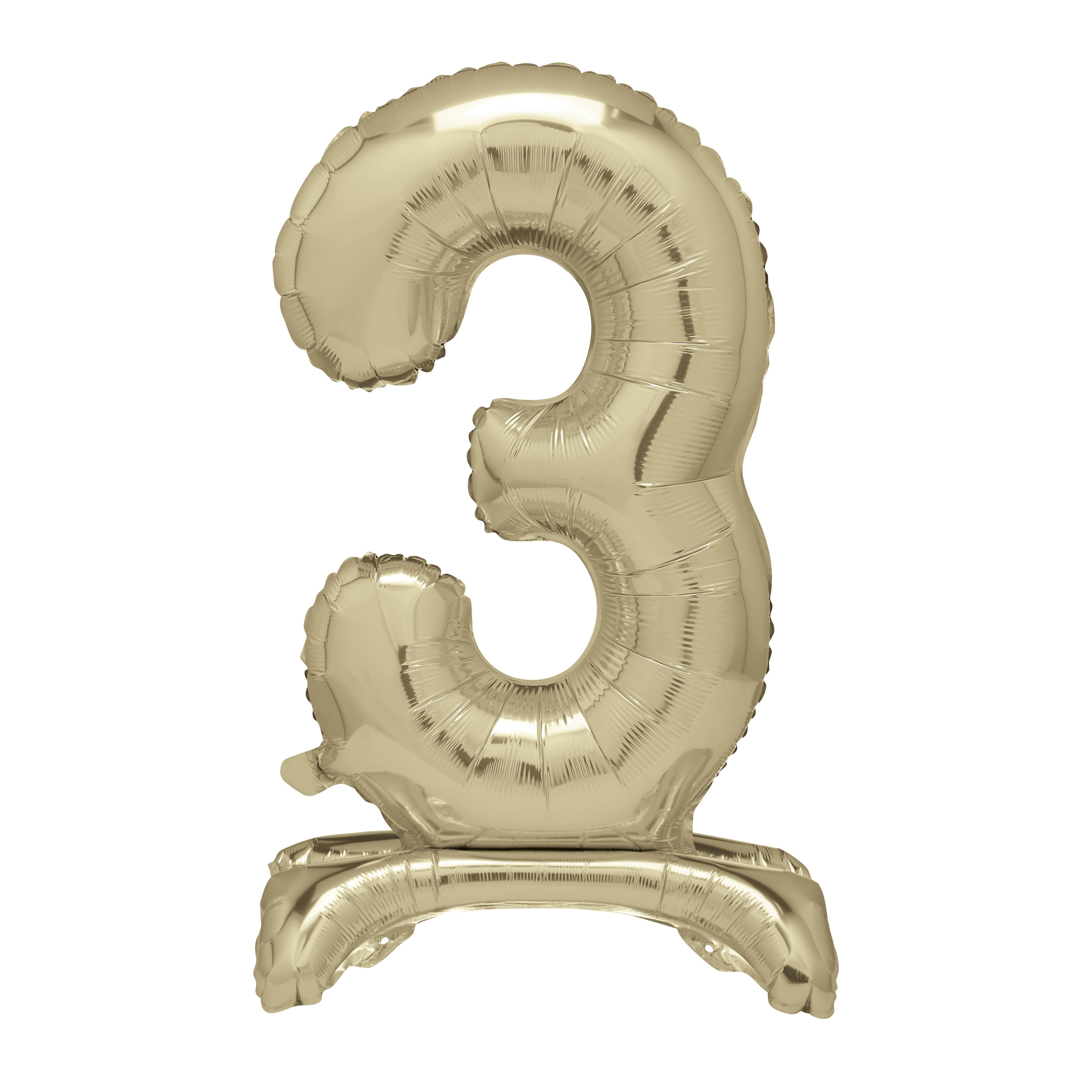 30" Gold Air-Fill Standing Number 3