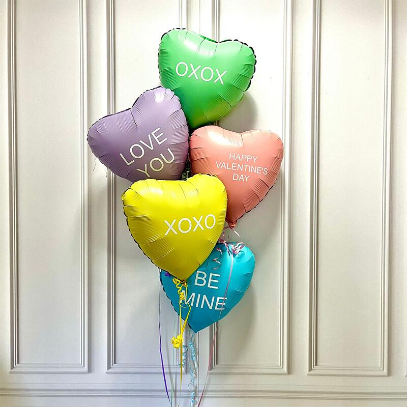 Happy Valentine s Day Pastel Heart Balloon Bouquet