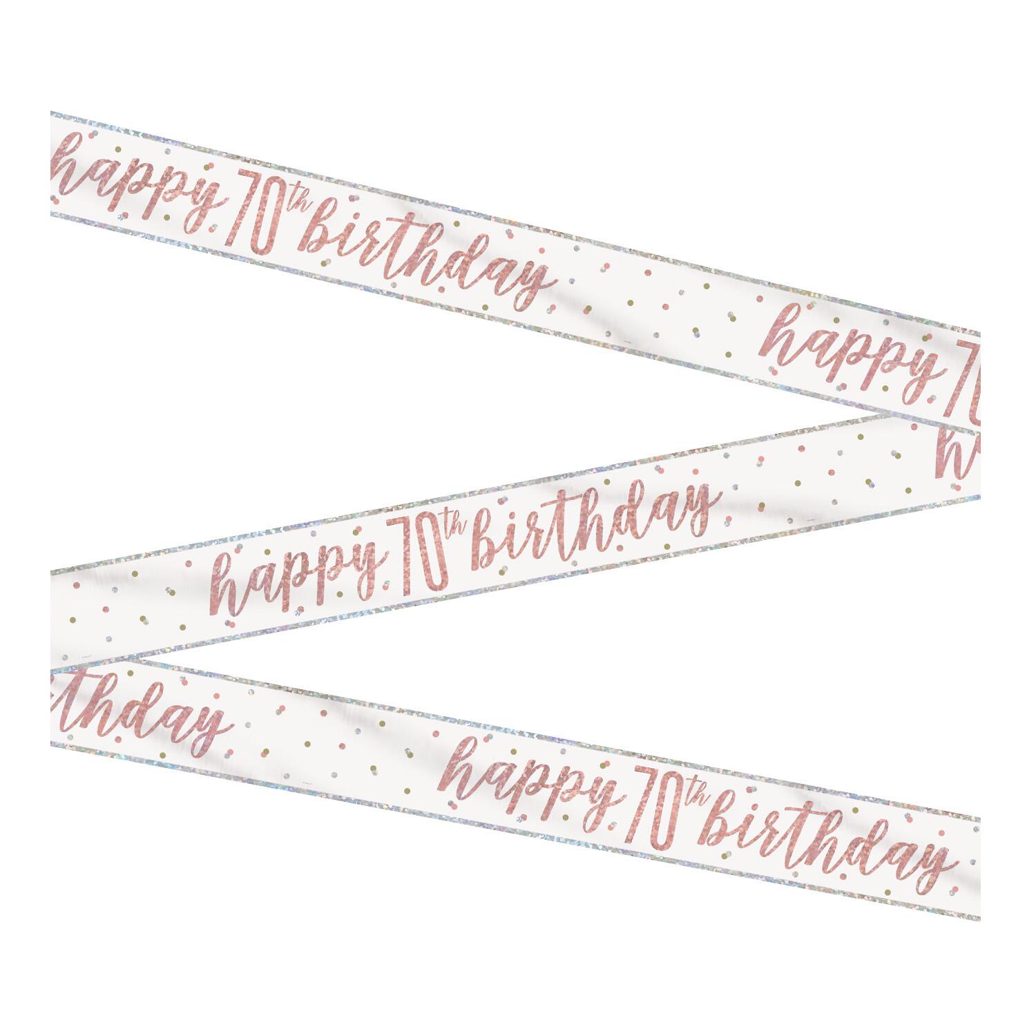 Straight Rose Gold 70th Birthday Banner