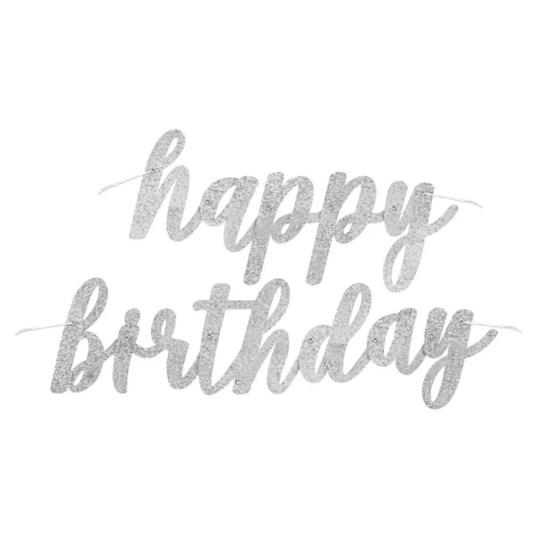 Silver Happy Birthday String Banner