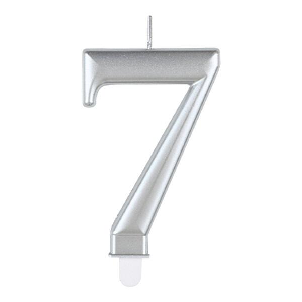 Silver Number 7 Candle