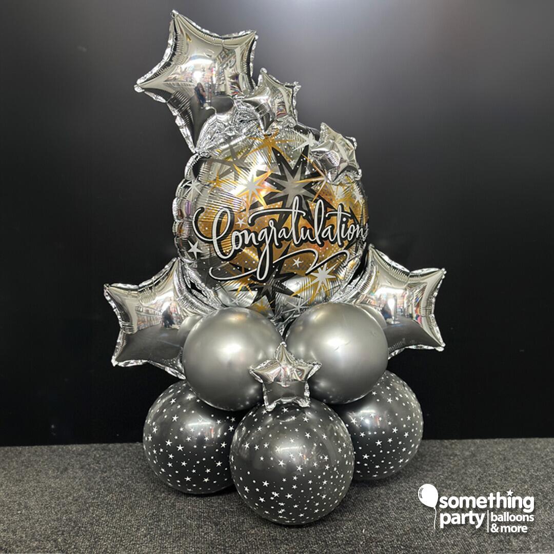 Congratulations Balloon Display, whole display, grey, silver, gold ...
