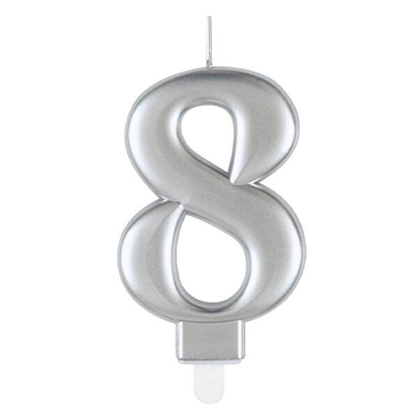 Silver Number 8 Candle