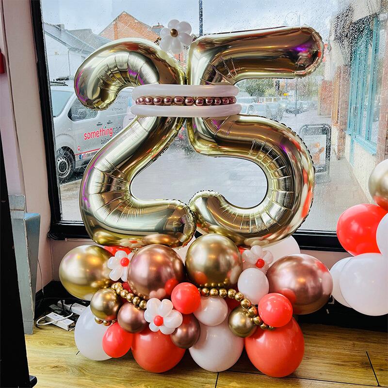 Blush Glam Number Balloon Stack