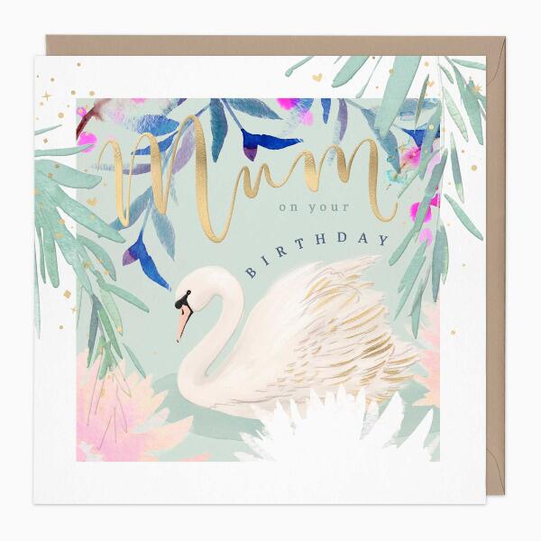 Swan Mum Luxury Birthday Card