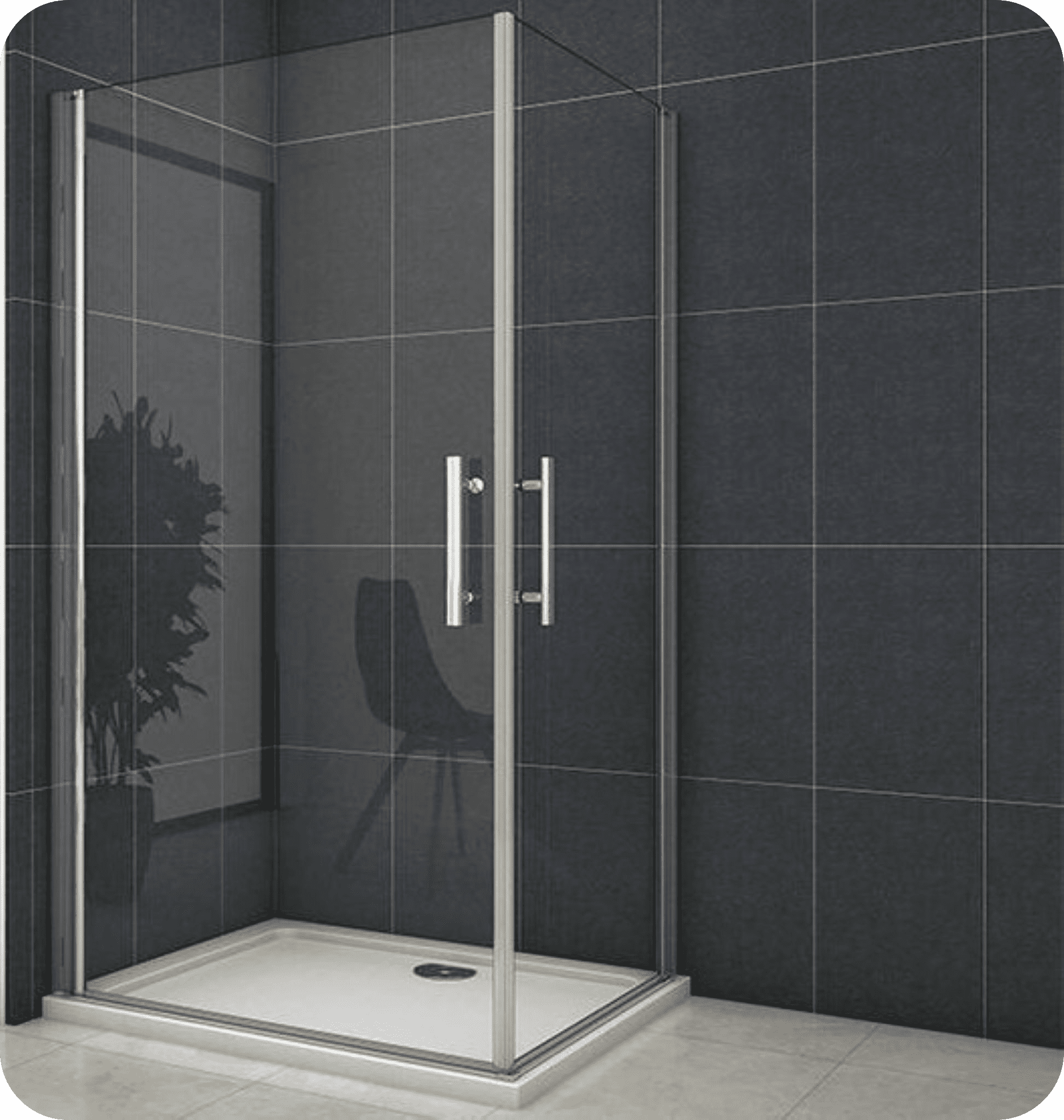 Easy Access 180 Degree Opening Double Pivot Door Shower Enclosure