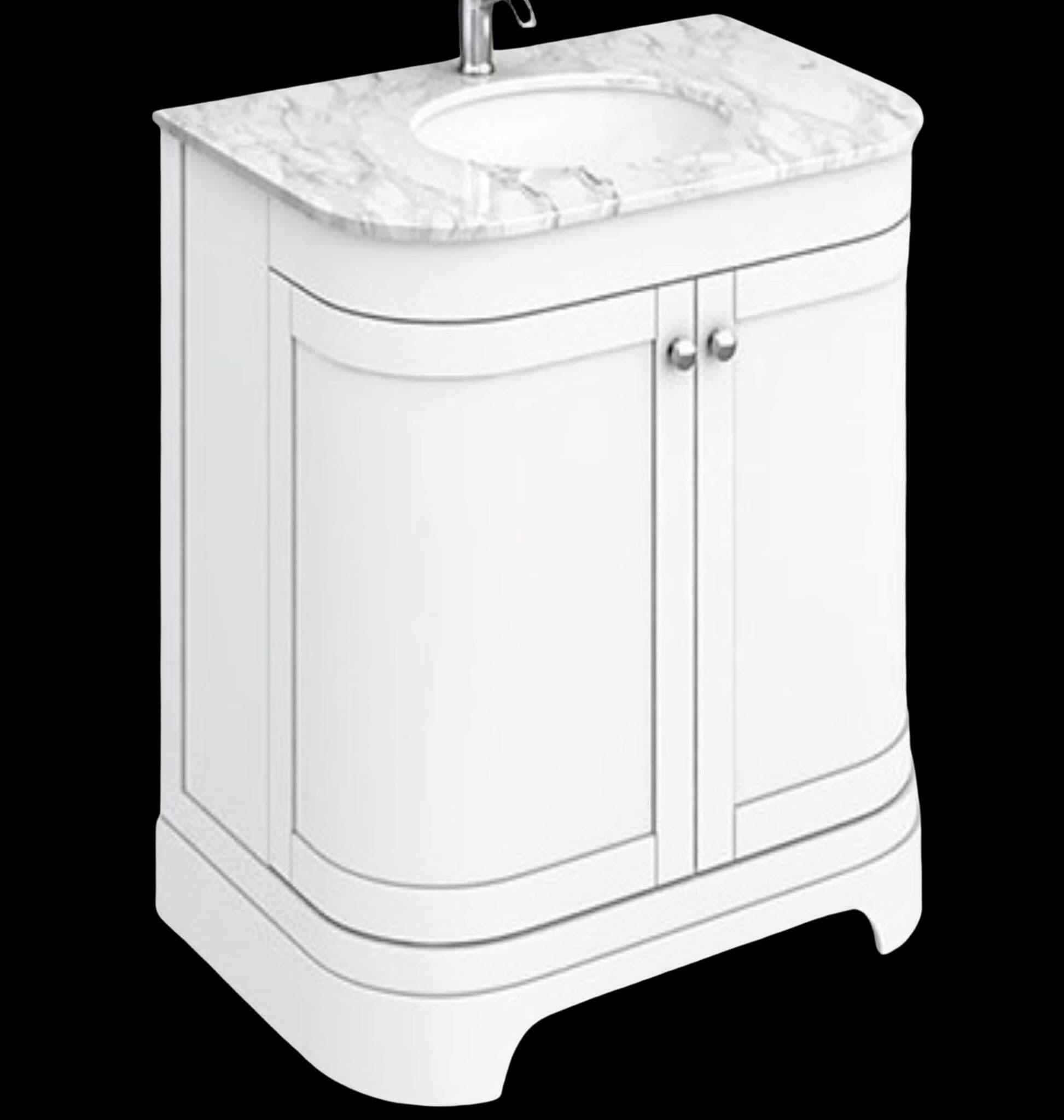 Churchill Curved 800mm Matt White Floor Standing Vanity Unit with ...