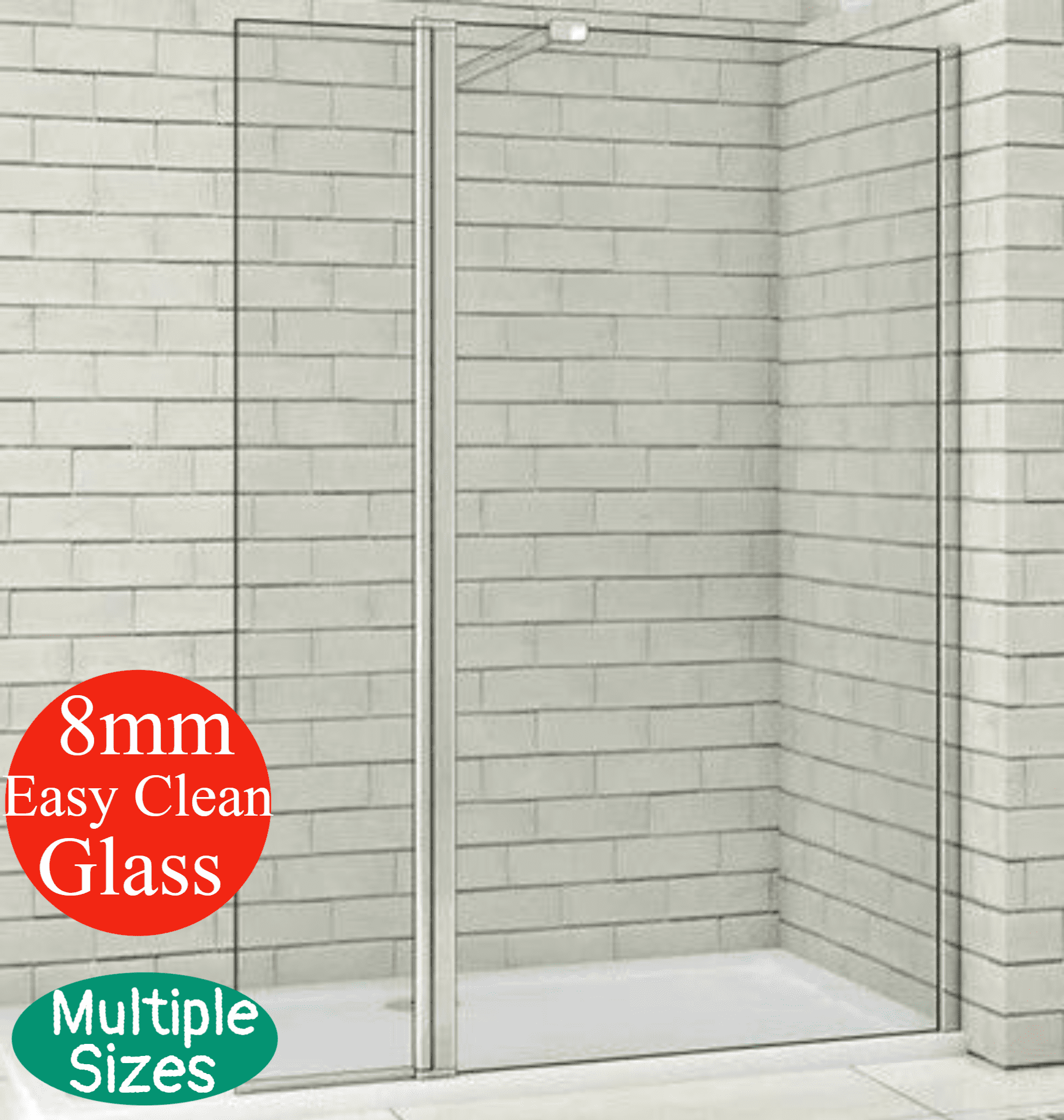 Renaissance Fixed Shower Screen with 350mm Hinged Return Panel. 8mm ...