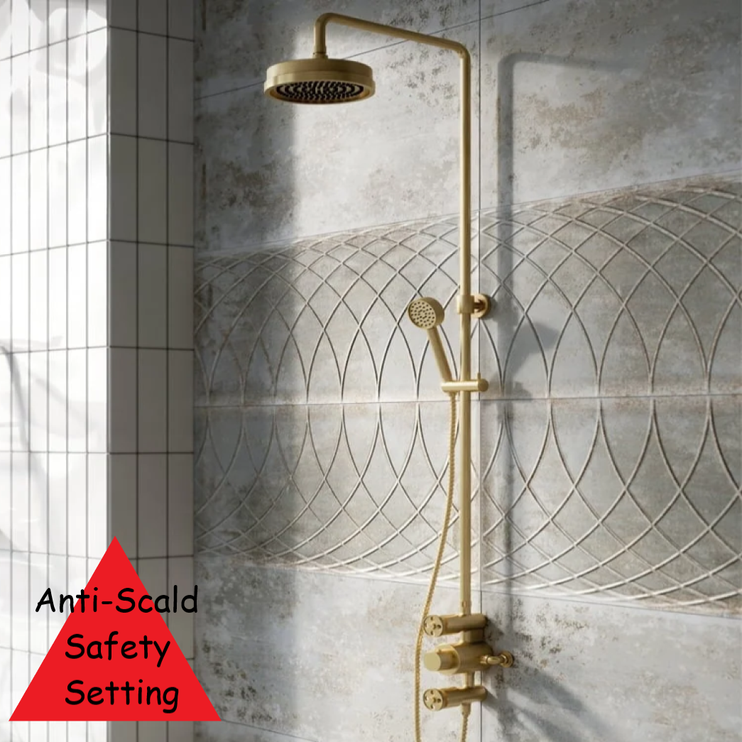 Indus Brushed Gold Thermostatic Exposed Valve Shower Pack