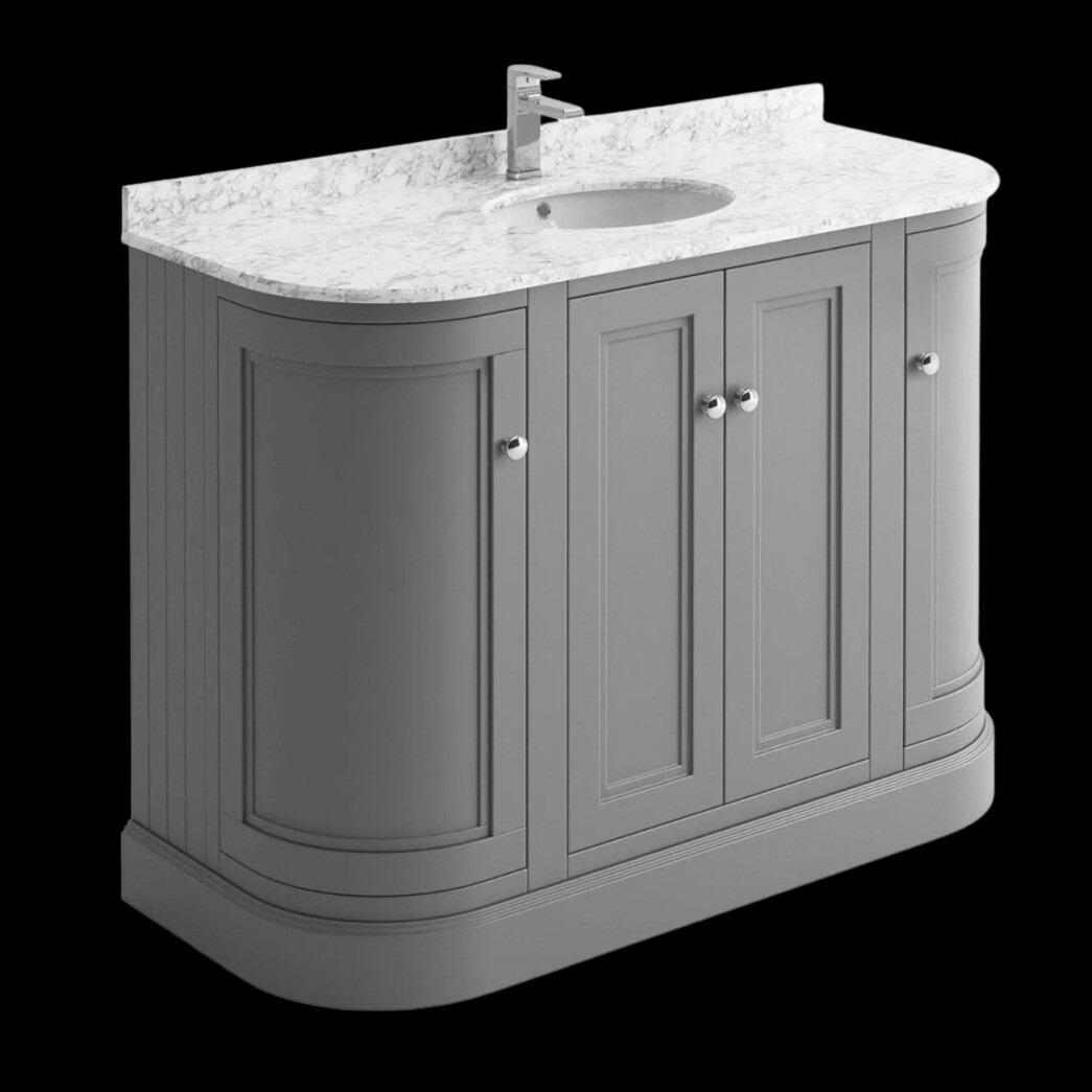 Rectory 1200mm Light Grey Curved Traditional Vanity Unit with Carrara ...