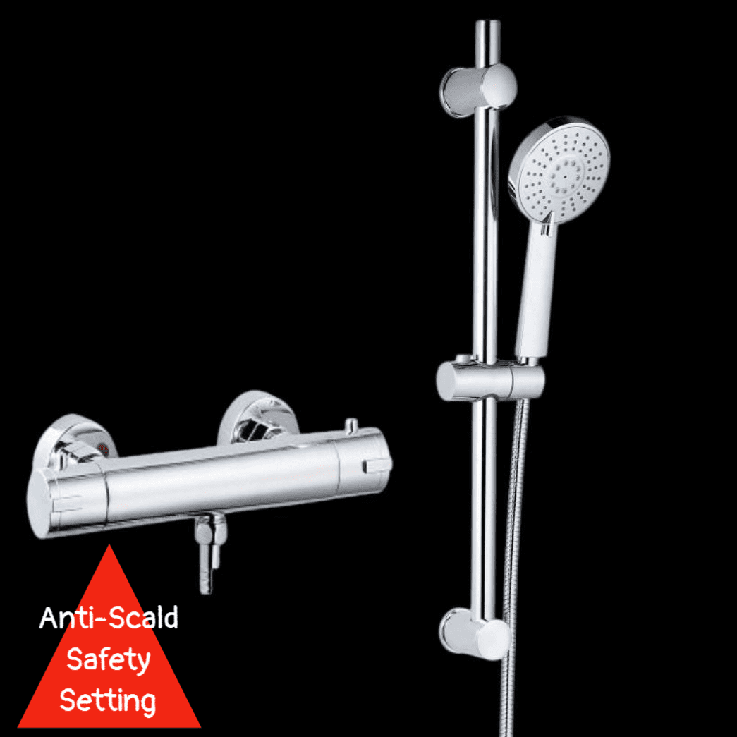 Planet Thermostatic Bar Shower Valve with Raiser Rail