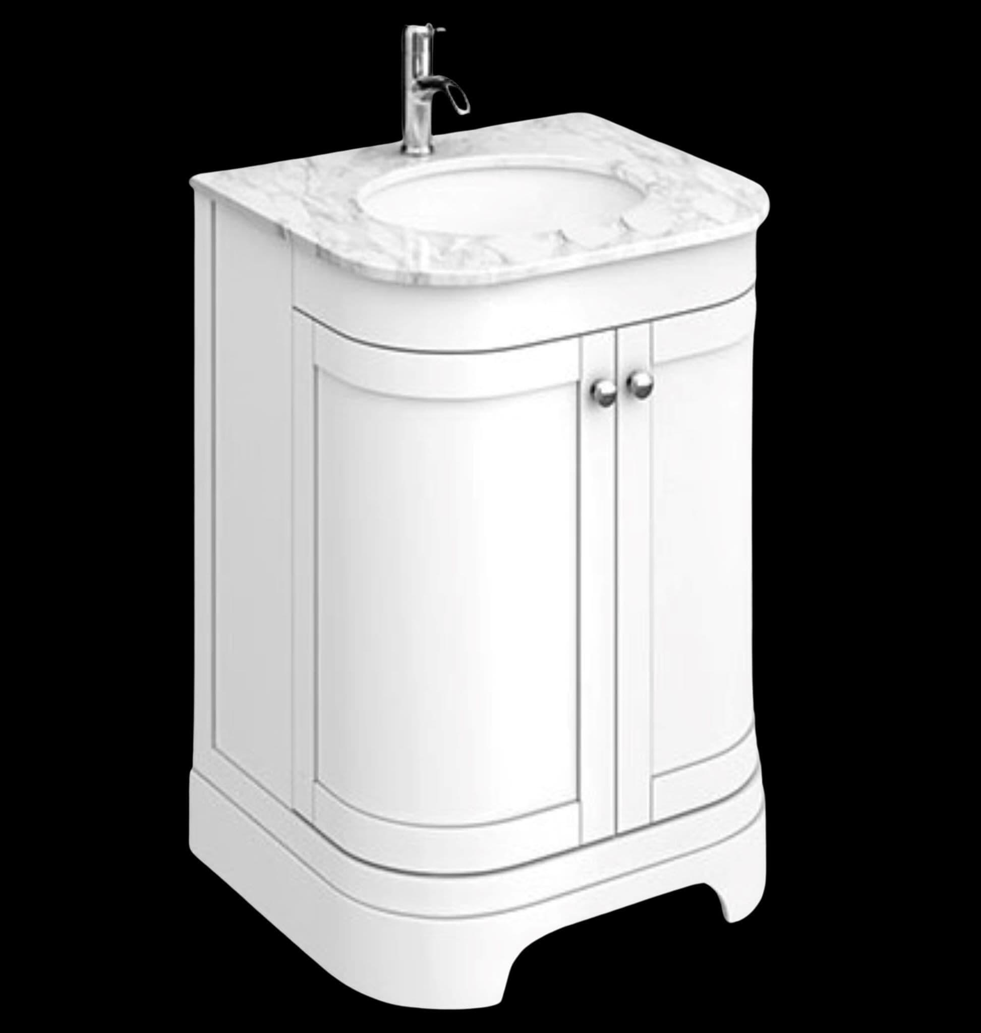 Churchill Curved 600mm Matt White Floor Standing Vanity Unit with ...