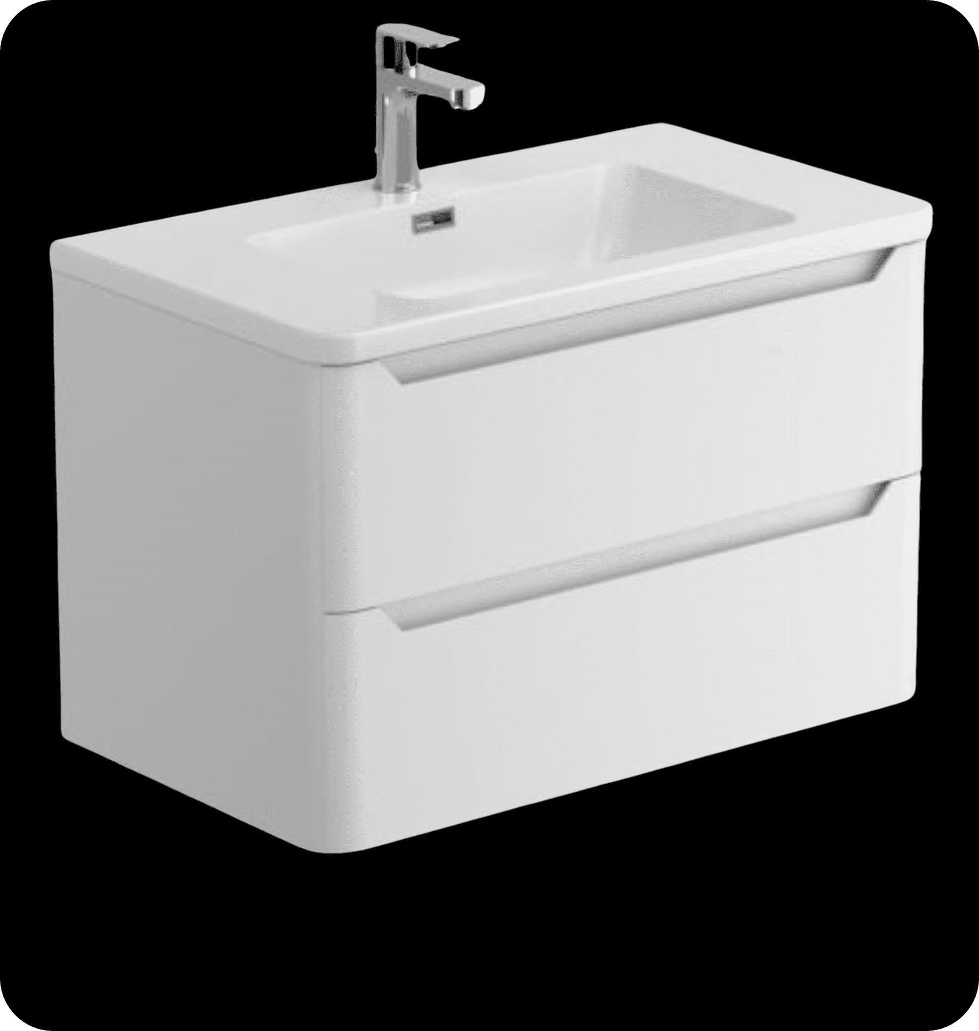 Elite / Ellis 800mm White Wall Hung 2 Drawer Vanity Unit with Basin