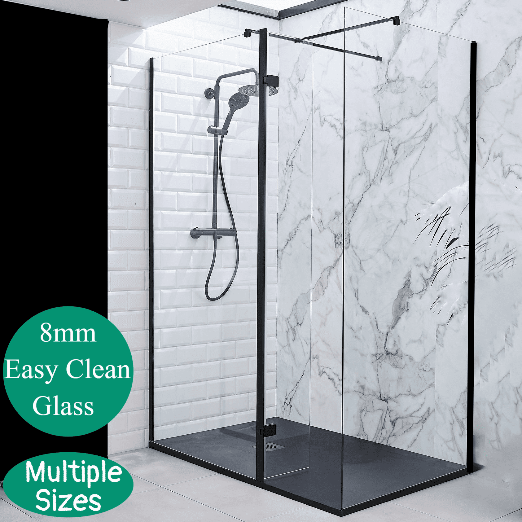 Black Walk in Shower / Wet Room Screens 1