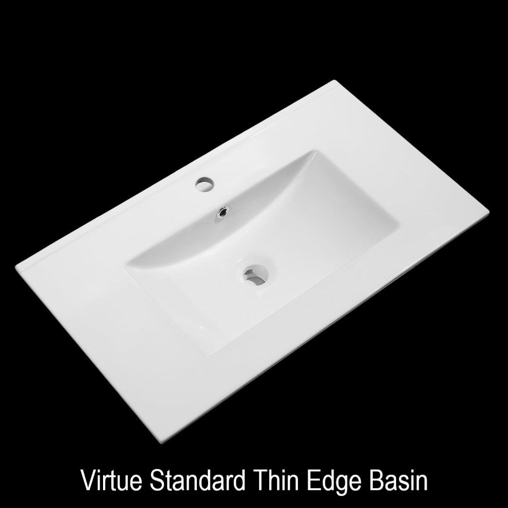 Virtue 600mm Dark Grey Gloss Wall Hung 2 Drawer Vanity Unit with Slim ...