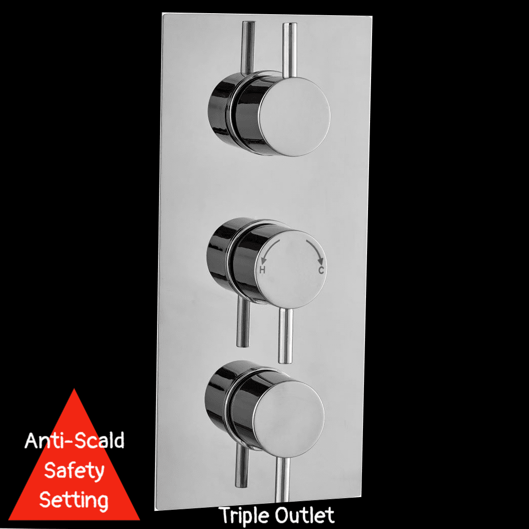 Planet / Vade Triple Outlet Concealed Thermostatic Shower Valve