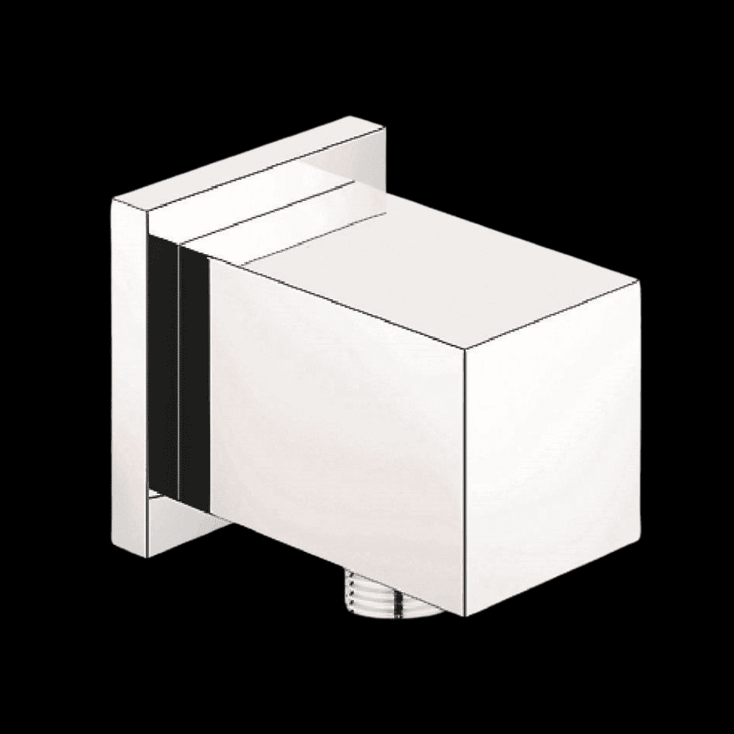 Aquatec Chrome Square Wall Plate Elbow