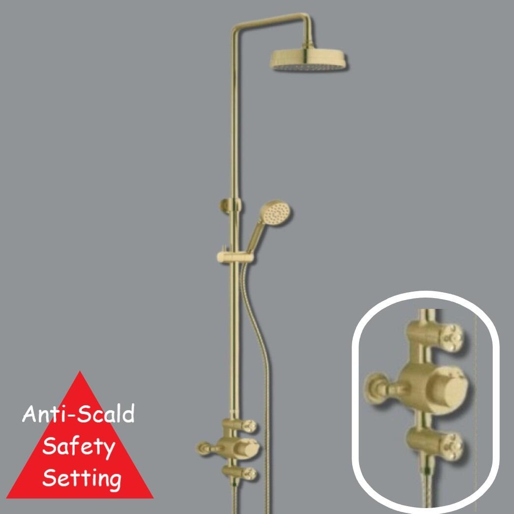 Indus Brushed Gold Thermostatic Exposed Valve Shower Pack