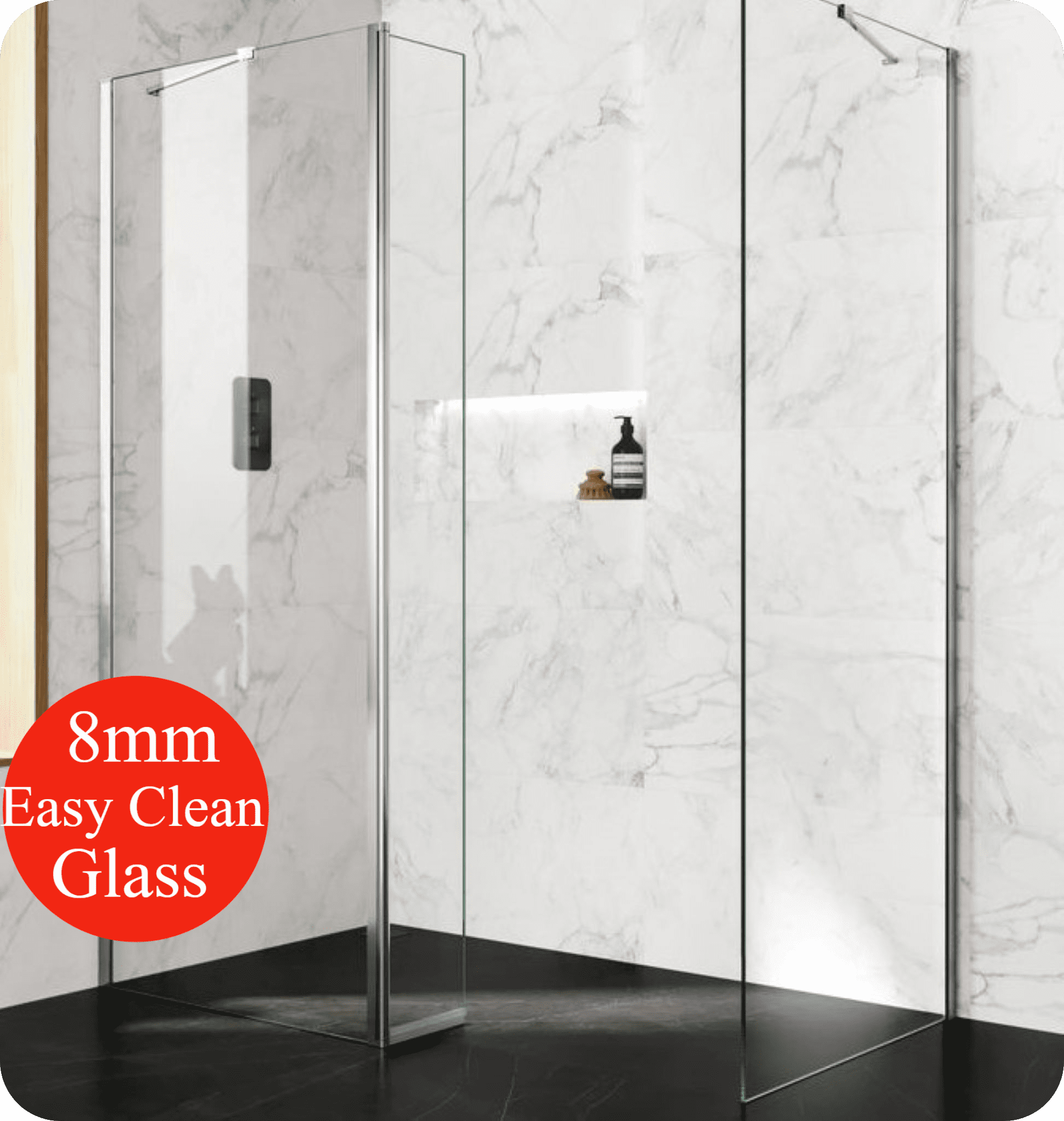 Aquatec River 8mm Walk- In Shower Enclosures with 250mm Fixed Return Panel