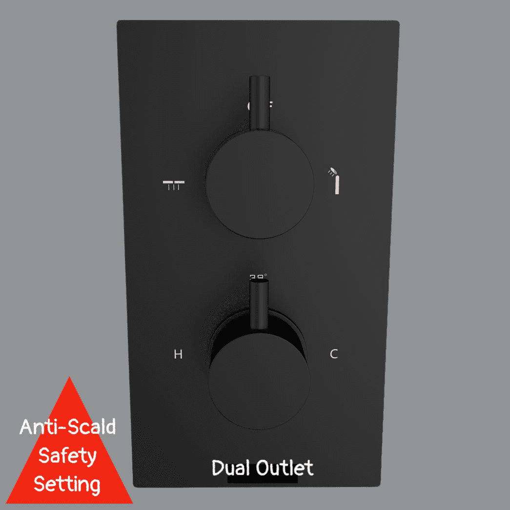 Nexus / Zena Black Dual Outlet Concealed Thermostatic Shower Valve with ...