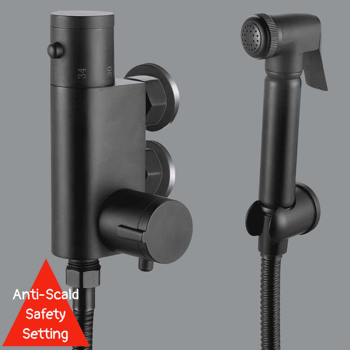 Aquatec Matt Black Thermostatic Douche Shower Kit