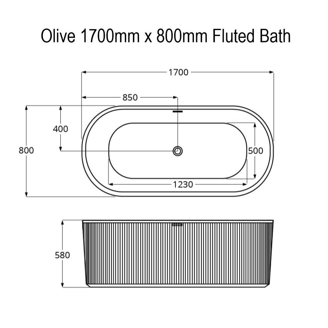 Orlando / Olympia White Fluted Double Ended Freestanding Acrylic Bath