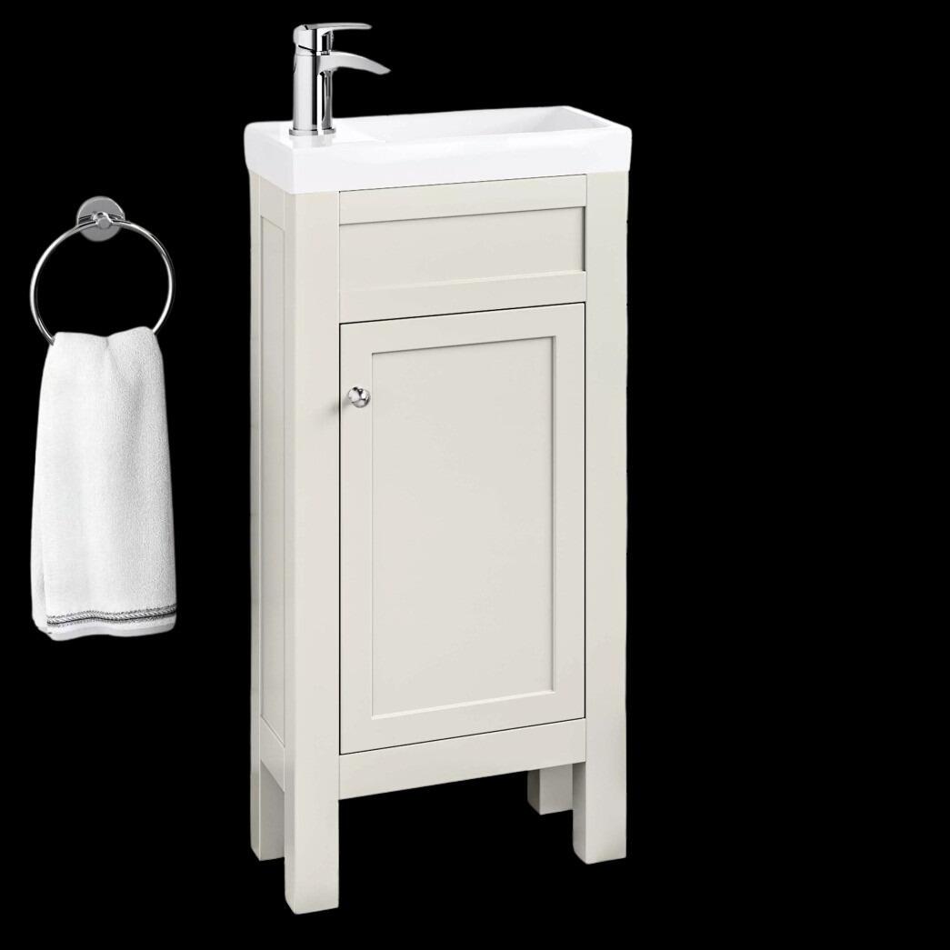 Ely 400mm Matt White Traditional Cloakroom Vanity Unit with Ceramic Basin