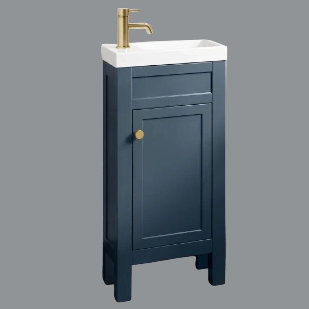 Ely 400mm Dark Blue Traditional Cloakroom Vanity Unit with Ceramic Basin