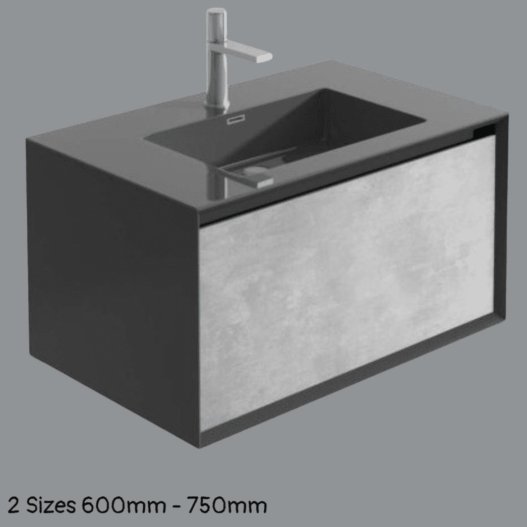 Niche 750mm Black & Concrete Dual Colour Wall Hung Vanity Unit with ...