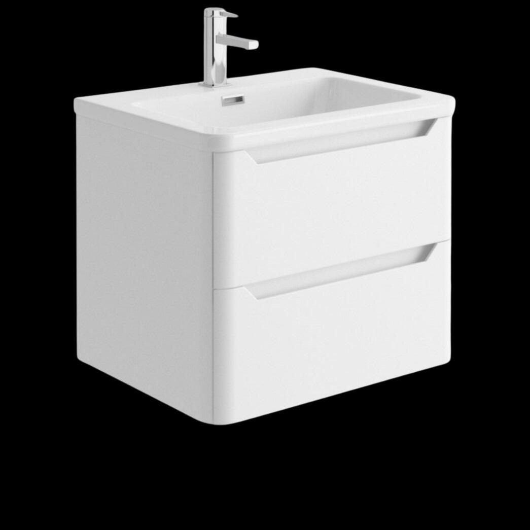 Elite / Ellis 600mm White Wall Hung 2 Drawer Vanity Unit with Basin