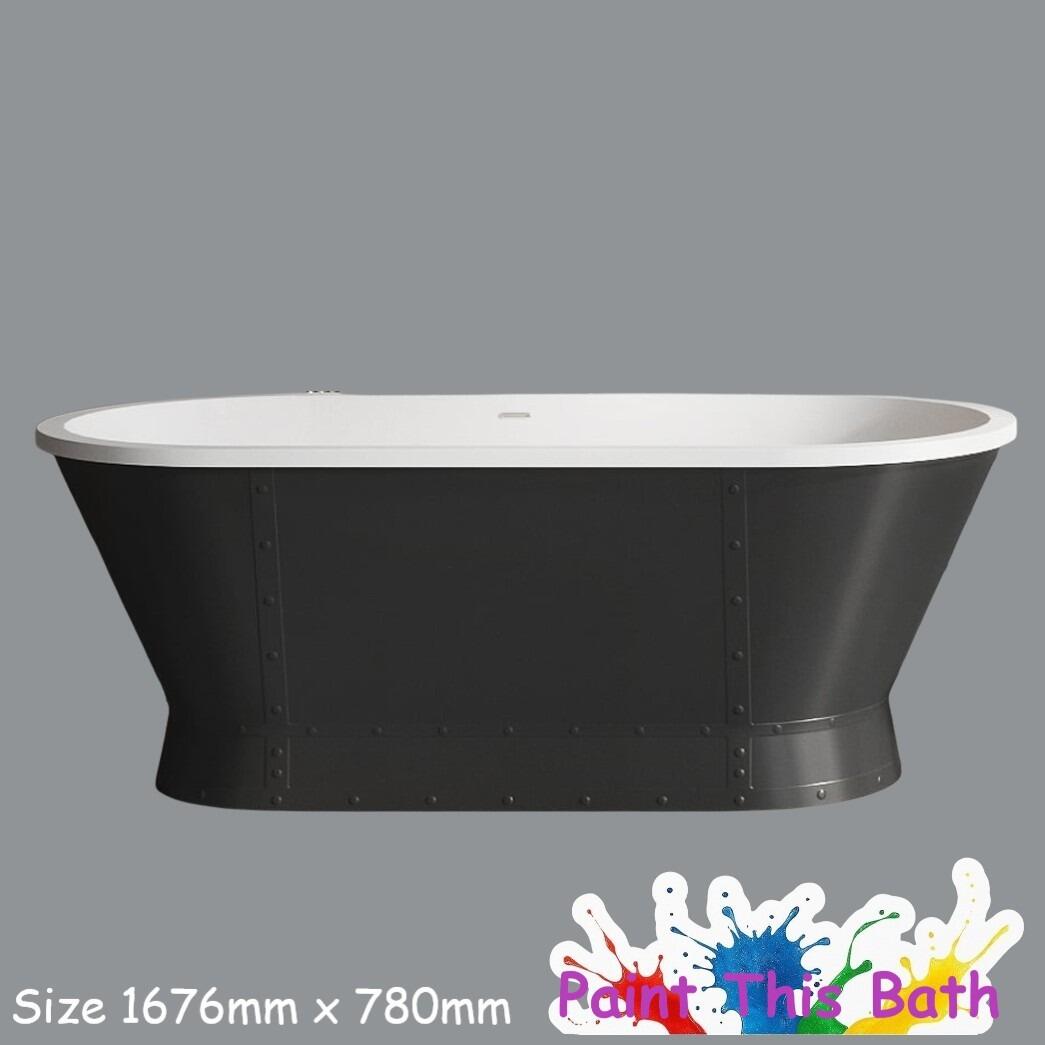 Grantham 1676mm Matt Black Double Ended Freestanding Bath – Industrial ...