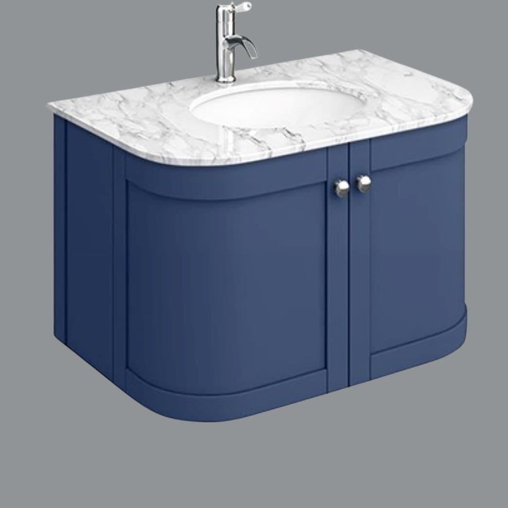 Churchill Curved 800mm Cobalt Blue Wall Hung Vanity Unit with Marble ...
