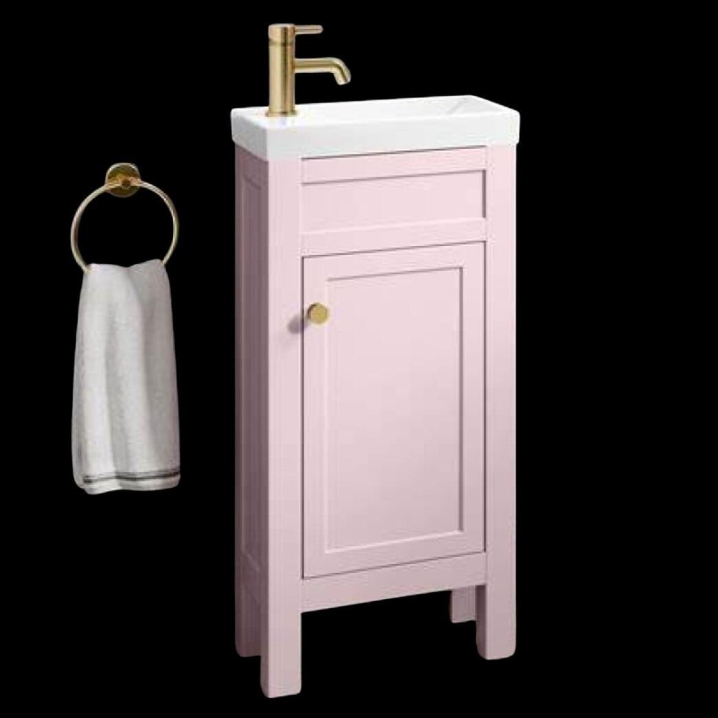Ely 400mm Rose Pink Traditional Cloakroom Vanity Unit with Ceramic Basin